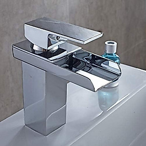 Kitchen & Bath Fixtures Taps Faucet,Bathroom Basin Single Hole Waterfall Hot and Cold Water Mixer