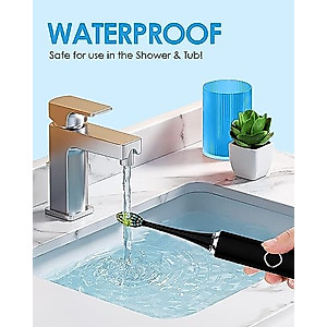 Voom Sonic Pro 7 Series Rechargeable Electronic Toothbrush, Advanced Oral Care Technology, 2-Minute Timer w/Quadrant Pacing, 5 Adjustable Speeds, Magnetic Levitation, 100% Waterproof, Black (VM-20946)