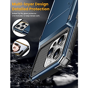 TITACUTE for iPhone 15 Pro Max Case 6.7 Wallet 5 Credit Card Holder Slot Flip Cover Design Back Pocket Scratch Resistant Hard Shell Hybrid Protective Bumper Armor for iPhone 15 Pro Max Navy Blue