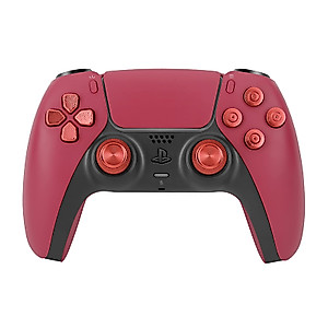 TOMSIN Metal Buttons Replacement Kit for PS5 Controller – Aluminum Thumbsticks & O X Square Triangle & Dpad Buttons Accessories Compatible with PlayStation 5 DS Controller (Red)