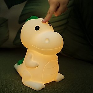 Myratts Cute Dinosaur Night Light, Soft Silicone Portable Safety USB Rechargeable 7 Colors Lamp for Kids Adults Birthday Festival Gifts Night Light Lamp for Bedroom Room Decor… (5.3 * 3.4 * 5.4)