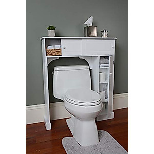 Wood Over The Toilet Storage Cabinet Organizer - White