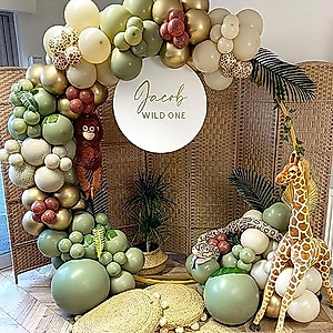 RUBFAC Sage Green Balloons, 50pcs 12 Inch Olive Green Party Balloons and Ribbon, Thick Latex Balloons for Birthday Wedding Baby Shower Graduation Anniversary Party Decorations