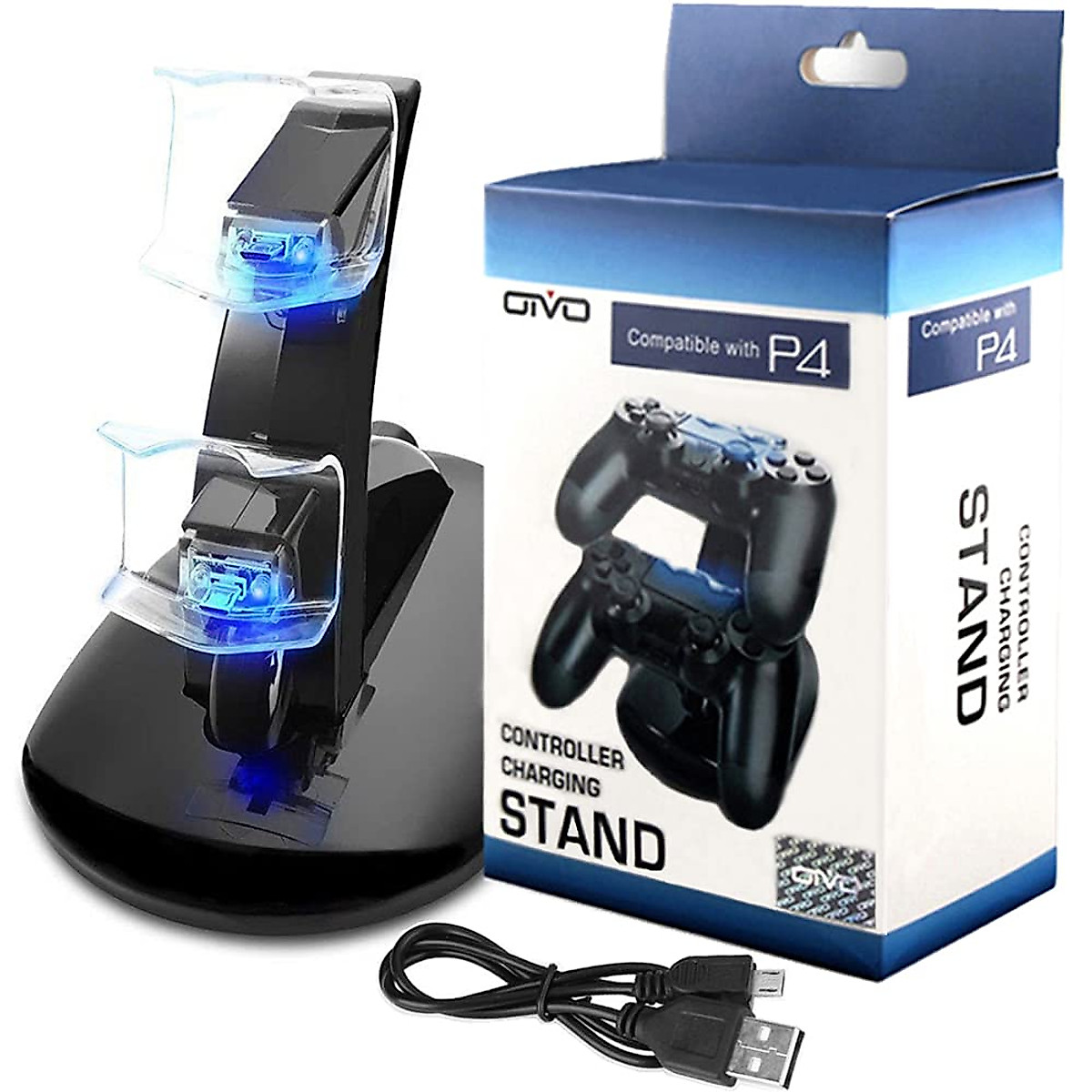Kailisen Dual USB Charging Charger Docking Station Dock Stand for Playstation 4 PS4 / PS4 Pro / PS4 Slim Controller