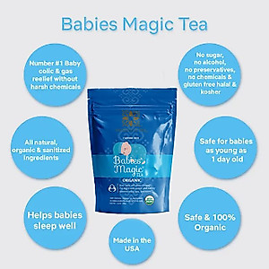 Secrets of Tea Baby Colic Babies' Magic Tea – Organic, Natural, Safe – Calming & Soothing Relief for Baby Acid Reflux, Gas, Colic – 40 Count(2 Pack)