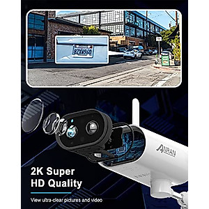 ANRAN Security Cameras Wireless Outdoor with PR 180°, 2K Solar Security Camera Outdoor with Solar Panel, PIR Human Detection, 2-Way Talk, Night Vision, IP65 Waterproof, Compatible with Alexa, S2 White