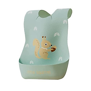 MESSY BiBiE 40 Pack Baby Disposable Bib, Toddlers travel Bibs, Infant travel essential one time, Leakproof (Green Squirrel)