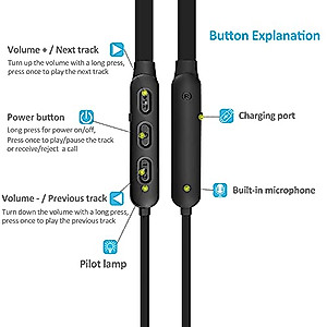 ELEVENSES Bluetooth Headphones v5.1 Magnetic Neckband Earbuds with Microphone Auto Pairing 20Hrs Playtime HD Sound Stereo Bass (Black)