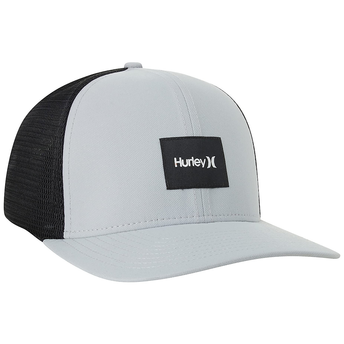 Hurley Men's Caps - Fairway Trucker Mesh Panel Baseball Cap Trucker Hat - Snap Back Hats for Men, Cool Grey/Black