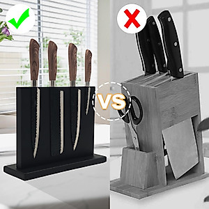 Resafy Magnetic Knife Holder Black Acacia Wooden Double Sided Magnetic Knife Block Magnetic Universal Stands with Strong Enhanced Magnets Knife Strip 12 X 10 In Knife Display Rack for Kitchen Counter