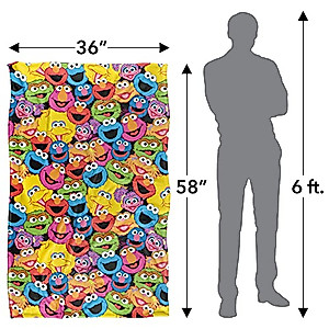 Sesame Street Character Head Collage Officially Licensed Silky Touch Super Soft Throw Blanket 36" x 58"
