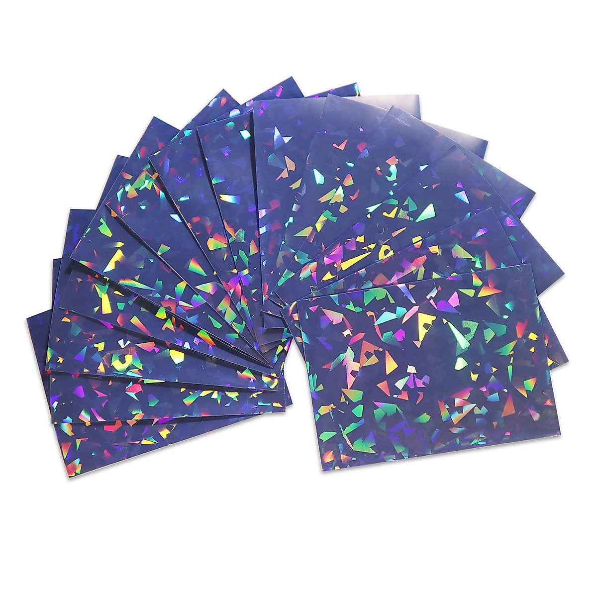 50PCS Premium GEM Laser Shinny Outer Matte Holographic Card Sleeves Holo Card Cover Standard Size Shiny Foil Trading Card Sleeve Kpop Photo Cards Protector 66x91mm Suitable in Binders (Blue)