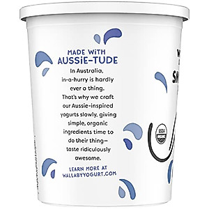 Wallaby Organic Aussie Smooth Whole Milk Regular Yogurt, Plain, USDA Organic, 32 oz.