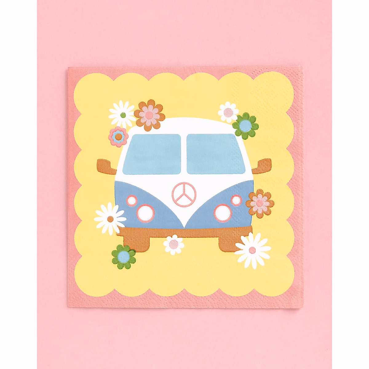 xo, Fetti Groovy Napkins - 3-ply, 24 pcs | Happy Pastel Birthday Party Decorations, 70s Baby Shower, Cool Peace Cake Napkins