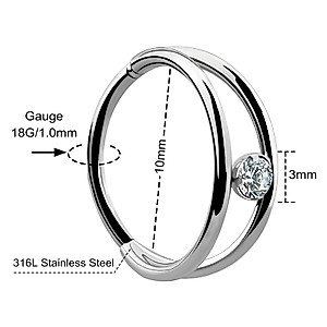 COCHARM 16G Stainless Steel Conch Earrings Conch Hoops 16 Gauge 10mm Double Hoop Conch Piercing Jewelry for Women Men