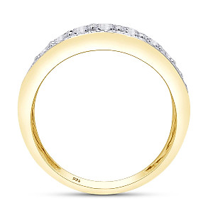 SAVEARTH DIAMONDS 0.70 Carat (Cttw) Round Cut Lab Created Moissanite Diamond Four Row Wedding Band Ring For Women In 14k Yellow Gold Over Sterling Silver (VVS1 Clarity) Size-4.5