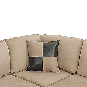 Casa AndreaMilano 3 Piece Microfiber and Faux Leather Sofa and Ottoman Set, 102" W, Large, Camel