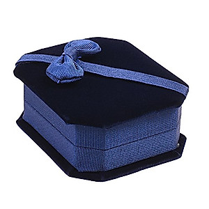 Cosmos Blue Color Velvet Necklace Gift Box Pendant Gift Box Octagonal Jewelry Box with Bow