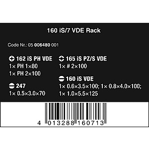 Wera 05006480001 Kraftform Plus Serie 100 Rack 160is Screwdriver Set (7 Piece)