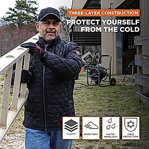 RefrigiWear Lightweight Warm Insulated Diamond Quilted Jacket (Black, Large)