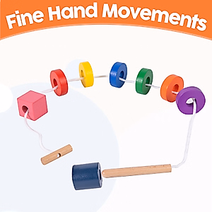 Adena Montessori Lacing with Tray Educational Stringing Bead Set for Fine Motor Skills Development Baby Hands-on Ability Toys for 1-2 Years Old Toddlers