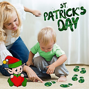 60 Pieces St. Patrick's Day Leprechaun Footprints Floor Stickers Removable Shamrock Foot Stickers Decorations Floor Decals Stickers for Window Walls Shamrock Party Favors Supplies Decoration