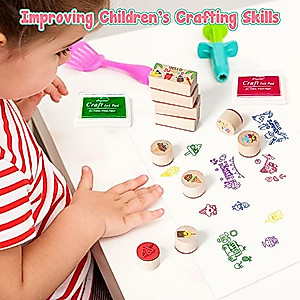 15Pcs Summer Ice-Cream Wooden Rubber Stamps for Crafting, Wood Rubber Stamp for Scrapbooking DIY Craft Card Stamps Pads Decorative Rubber Stamps Ink Pads for Kids Stamps Birthday Gift Card Making Kit