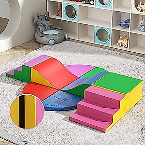 YMYMGGI Foam Climbing Blocks for Toddlers, 9 Pieces Soft Climbing Toys, Crawl and Climb Foam Playset with Stair and Slide, Indoor Climber Activity Playground for Kids(Colorful)