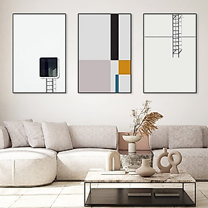 Black Frame Abstract Canvas Wall Art 3-piece Set of Famous Paintings Posters Prints Minimalism Natural Fusion Living Room Bedroom Bathroom Office Wall Art Deco Large Size 24 "X 32" (24 "X 32")