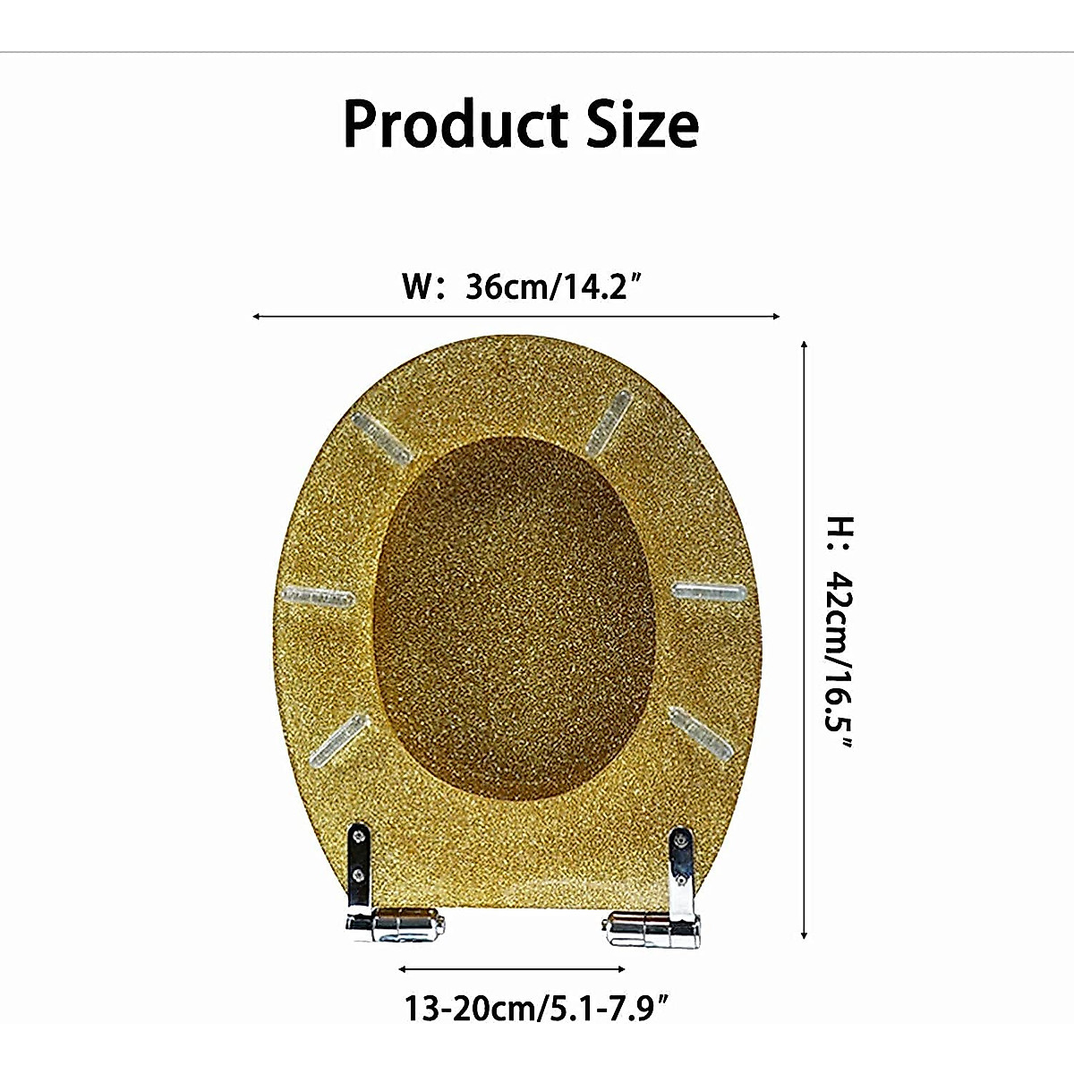 DFEDHF Resin Toilet Seat Glitter Toilet Seat Slow Close, Sparkle Toilet Seat Cover Oval, Easy Installation and Cleaning, Soft Close Toilet Seat, 36 * 42Cm,Black (Gold)