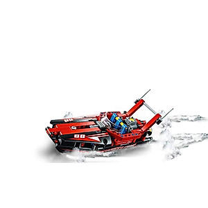 Power Boat Replica Building Set, 2 in 1 Model, Hydroplane Speedboat, Toy Boat Kits for Kids
