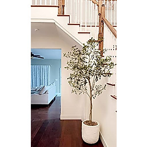 Phimos 7FT Artificial Olive Tree (82") Tall Fake Potted Olive Tree with Planter Large Faux Olive Branches and Fruits Artificial Tree for Modern Home Office Living Room Floor Decor Indoor