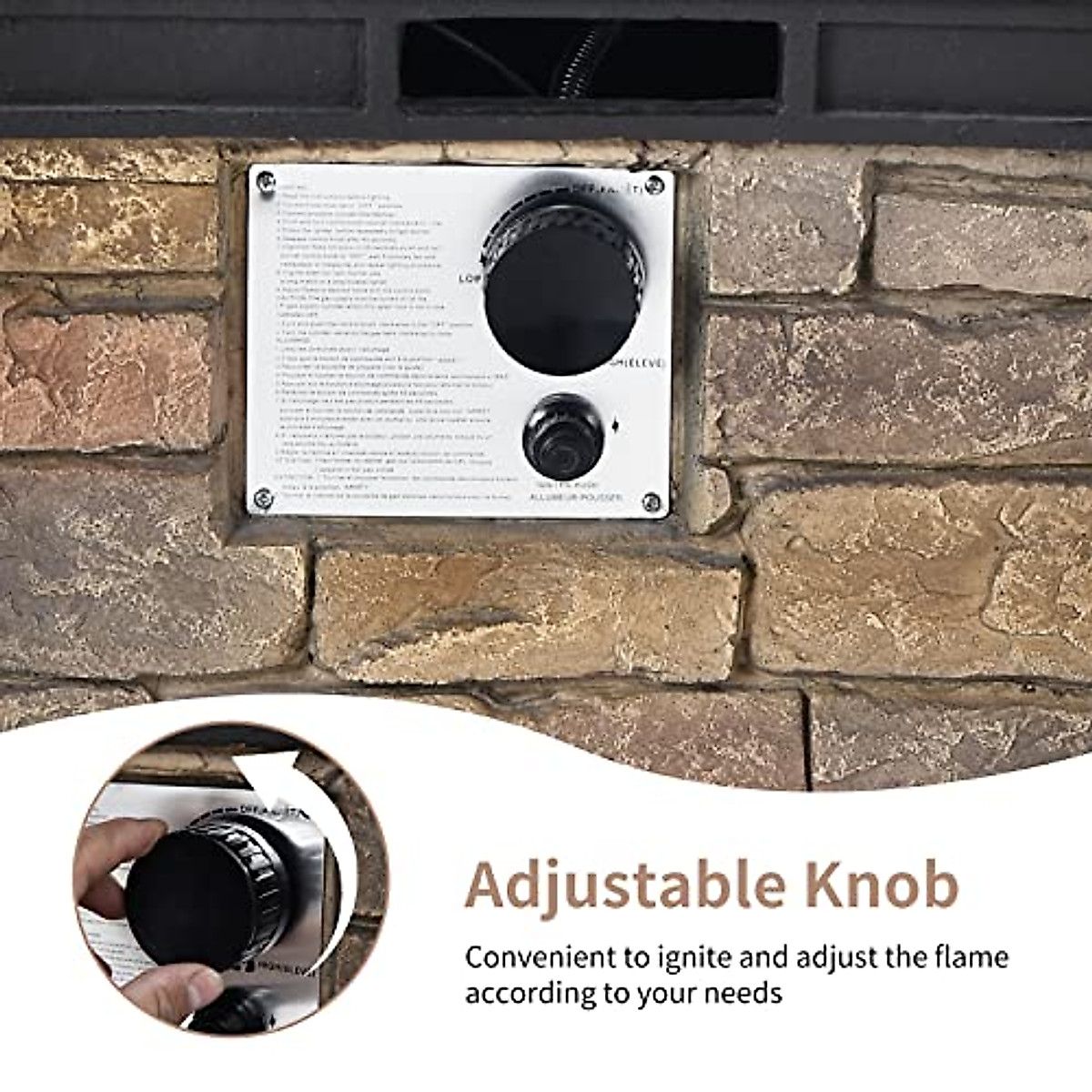 ORALNER Propane Fire Pit, Fire Column 40,000 BTU Outdoor Fire Bowl w/Rain Cover & Lava Rocks Auto Ignition Metal Patio Fireplace Gas Firepit for Outside Patio Courtyard Porch Deck Pool (Brown)