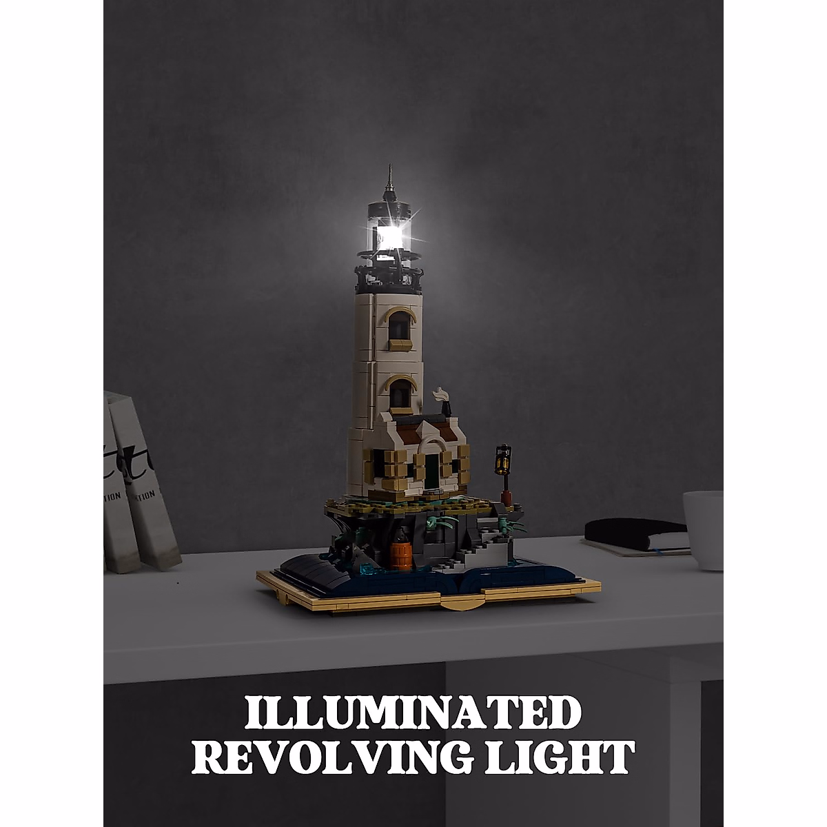 GOTIMON Island Lighthouse Tower Magic Book Building Block Sets,Model Building Kit Gift for Adults and Kids (1016 PCS)