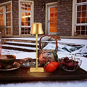 LED Desk Lamp Cordless Table Light, Rechargeable Battery Powered USB Charging Port 3 Levels Brightness Dimmable for Outdoor Modern Restaurant Dining Bedroom Study Portable Lights Set of 2 Pack Gold