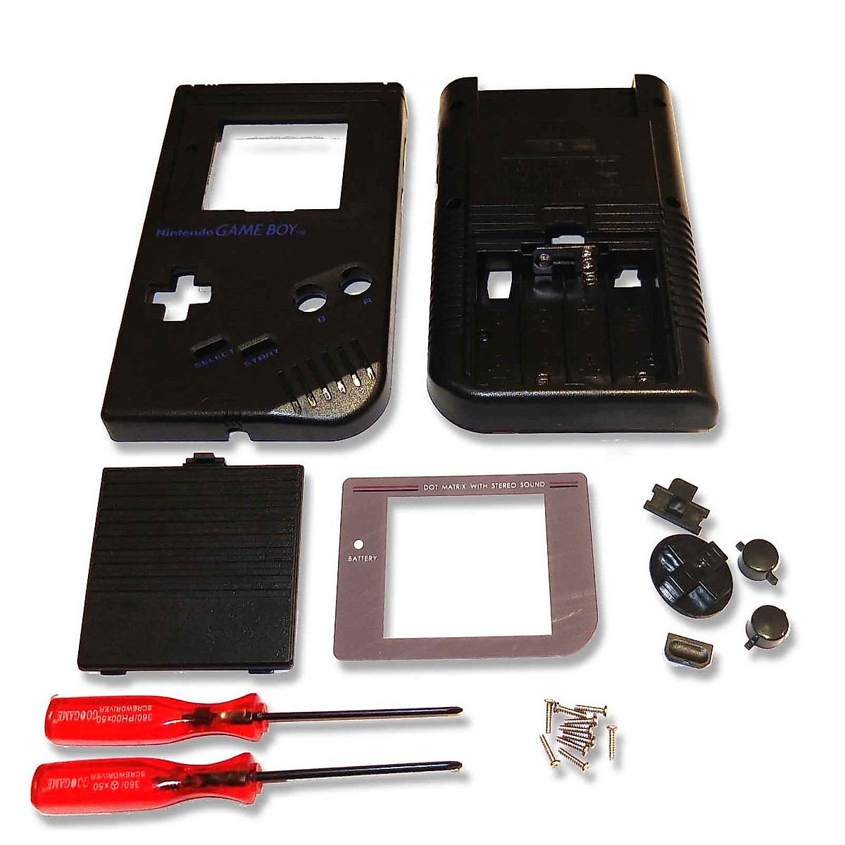 New Full Housing Shell Case Cover for Nintendo Gameboy Classic 1989 GB DMG Console Black