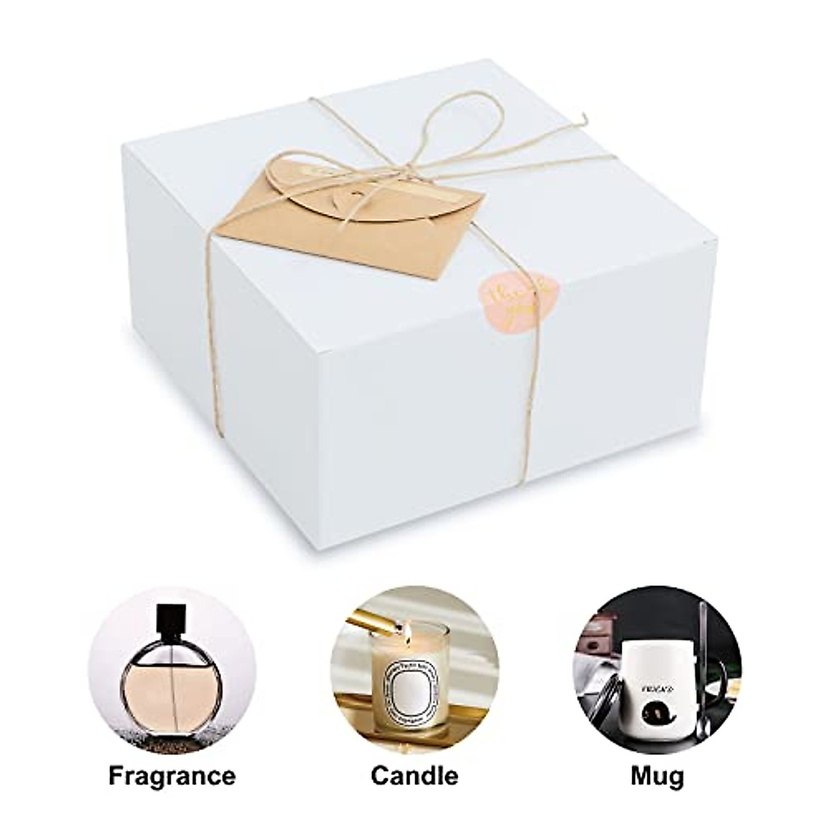 YUEFANBOX White Gift Boxes 8×8×4 lnches,12Pack, Paper Gift Box with Lids for Gift Packaging, Bridesmaid Proposal Box, Birthday Party Favor Box, Christmas Gift Boxes, Easy Assemble Gift Boxes Bulk