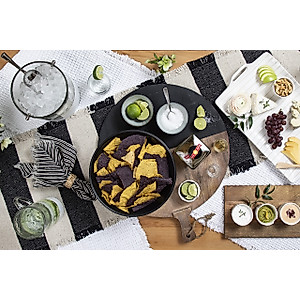 Mud Pie Large Round Wooden Serving Board, Black, 24" x 20"