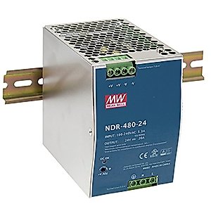 MEAN WELL Industrial DIN Rail Power Supply with PFC, 48 Volt 10 Amp 480 Watt - NDR-480-48