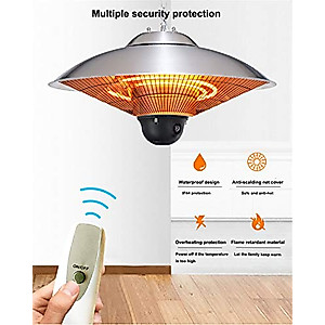 ZJDU Patio Heater - Electric Hanging Ceiling Patio Heater, Indoor/Outdoor Heater,Waterproof IP44 Rated,with Remote Control for Outdoor Garden Parasol Ceiling Patio Heater,35×58cm