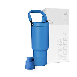 Simple Modern Trek Pivot | 30oz Flip Straw Tumbler with Handle | Water Bottle & Boot | Interchangeable Straw & Chug Lids | Insulated Stainless Steel Jug | Gym Sports Outdoors | Supersonic Blue