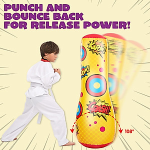 Inflatable Bopper, 47 Inches Kids Punching Bag with Bounce-Back Action, Inflatable Punching Bag for Kids Presents, Inflatable Toys for Kids