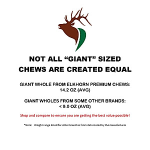 Elkhorn Premium Chews - Giant Whole Single Pack (for 75+ lb Dogs) Premium Grade Elk Antler for Dogs (1 Piece) Sourced in The USA