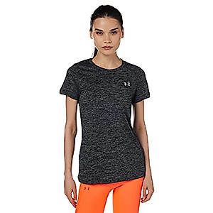 Under Armour Women's Tech Twist T-Shirt , Black (001)/Metallic Silver , Large