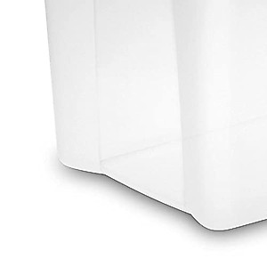 Sterilite ShelfTotes 50 Quart Clear Latched Stacking Plastic Storage Container with Gray Lid for Garage or Basement, (12 Pack)