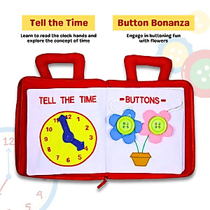 Personalized My Quiet Book by Pockets of Learning | Montessori Basic Life Skills Activity Toy | Interactive Preschool Activity Busy Book for Toddlers & Children, Soft Fabric Original Quiet Travel Book