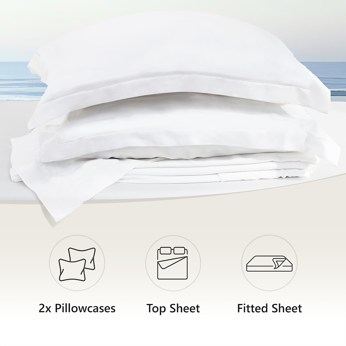 BELLE TERRE Luxury 100% Viscose Derived from Bamboo Sheets Full Size Set - Organic, Super Soft Sheets - Full Size Set with Top and Fitted Sheet, 2 Pillowcases - Cooling Sheets for Hot Sleepers