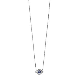 IceCarats 925 Sterling Silver Cubic Zirconia CZ Hamsa Good Luck Blue Evil Eye Protection Necklace 17 inch Chain