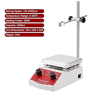 stonylab SH-2 Hotplate Magnetic Stirrer with Dual Control and Hot Plate, Rated Power 180W, 110V