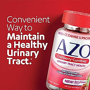 AZO Cranberry Urinary Tract Health Gummies Dietary Supplement, 2 Gummies = 1 Glass of Cranberry Juice, Helps Cleanse & Protect, Natural Mixed Berry Flavor, Non-GMO, 72 Gummies